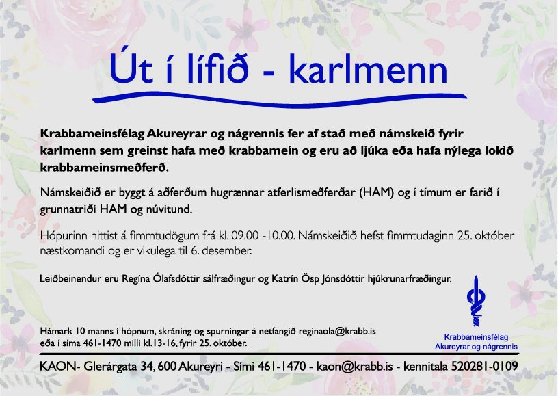 Út í lífið - Karlmenn | Krabbameinsfélag Akureyrar og nágrennis